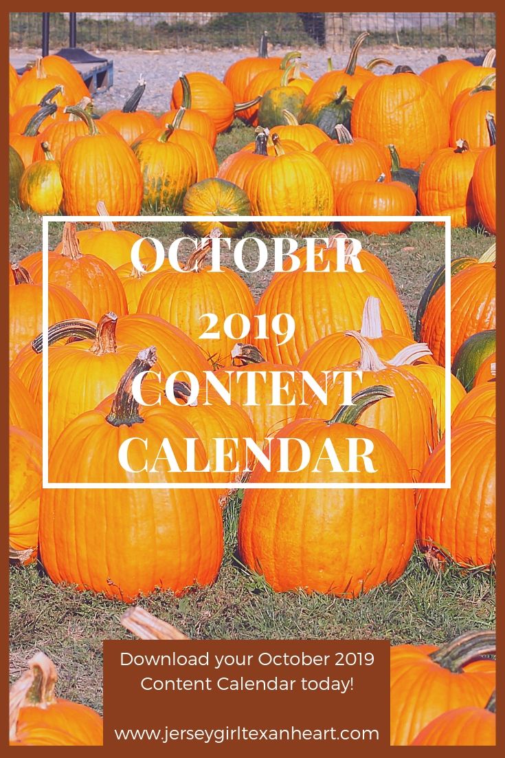 Free Printable: October 2019 Content Calendar - Monica Hayworth